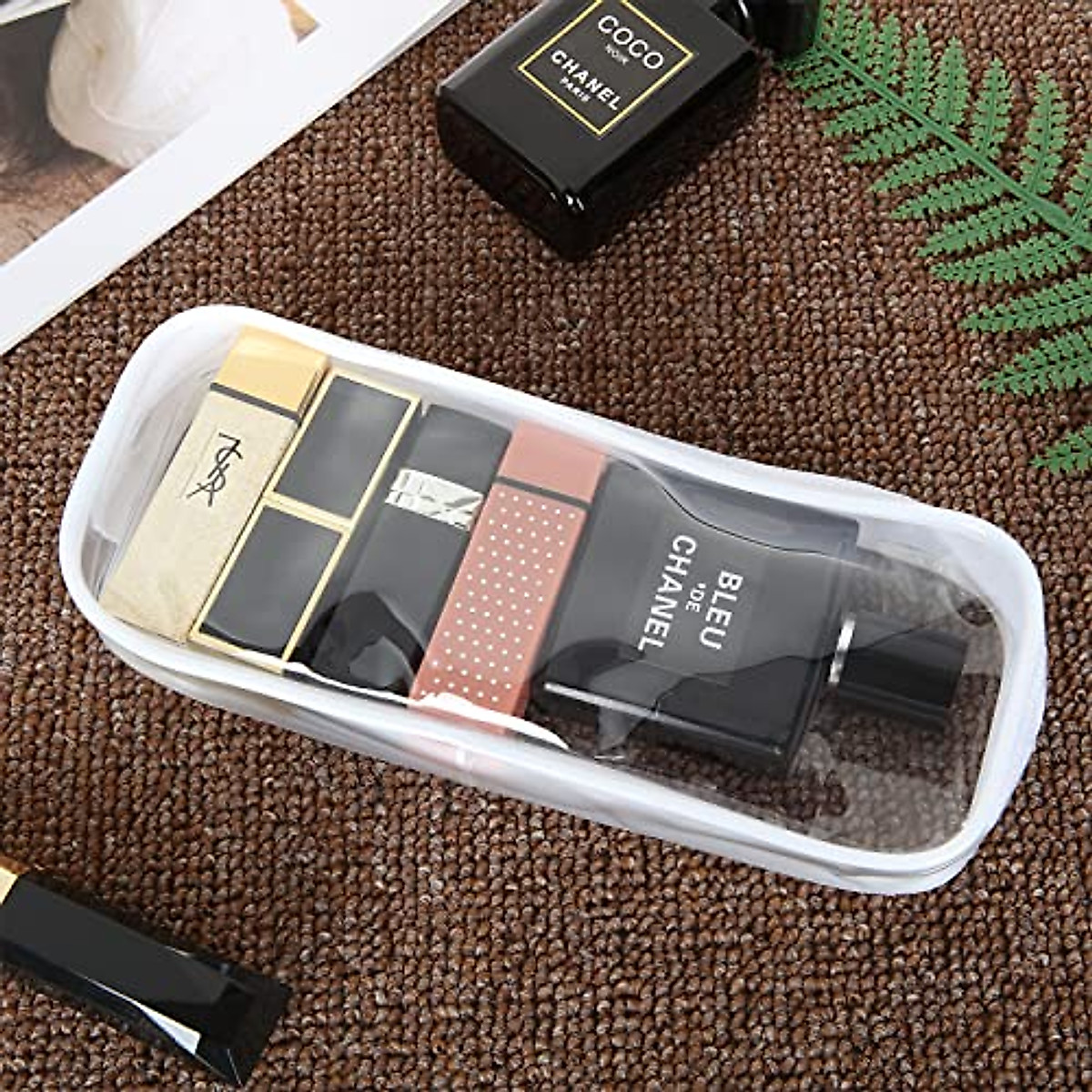 16 Pieces Clear Pencil Pouch, White Pencil Case with Zipper, Big Capacity Makeup Bag Toiletry Carry Pouch, Portable Pencil Bags for School Office Stationery and Travel Storage