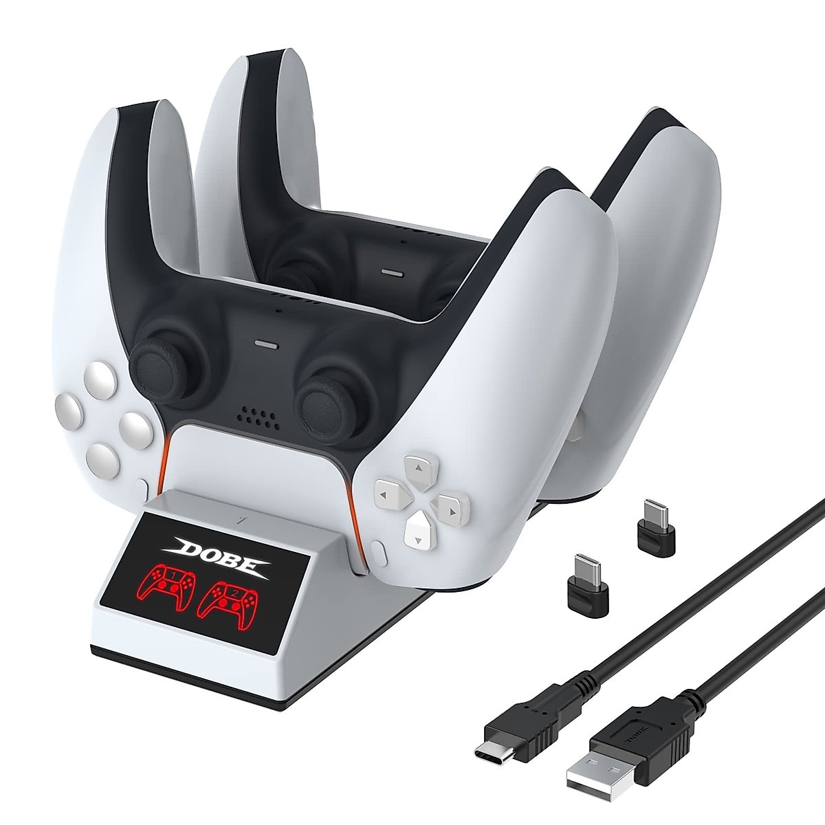 PS5 Controller Charging Station with 2 in 1 Fast Charging Cable and Led Indicator for Playstation 5 Controller and Edge Charger Station Docking Station