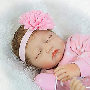 DangTpor Reborn Baby Dolls Girl Closed Eyes 22 inch Soft Weighted Body, Real Looking Sleeping Newborn Cute Lifelike Handmade Vinyl Silicone Reborn Babies