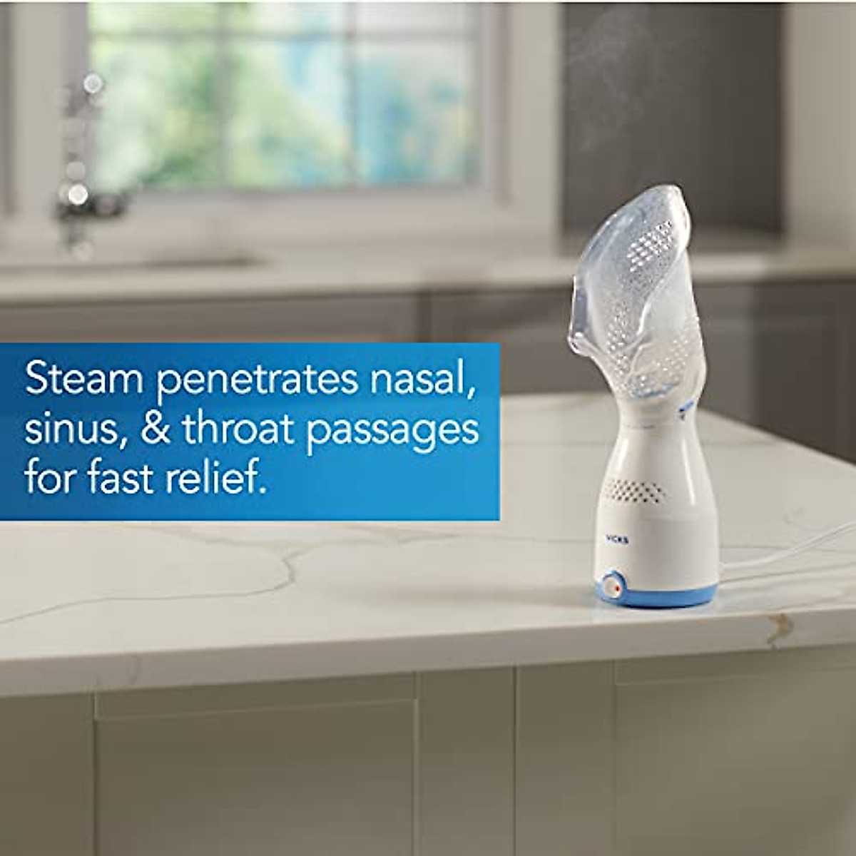 Vicks Personal Sinus Steam Inhaler with Soft Face Mask – Face Humidifier with Targeted Steam Relief Aids with Sinus Problems, Congestion and Cough
