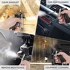 Industrial Air Blow Gun, with Brass Adjustable Air Nozzle and 3 Air Flow Extension, and 6 Sealing Rings, Pneumatic Tools Air Compressor Accessories Dust Clean Tool Air Blower Gun Air Nozzle Blow Gun