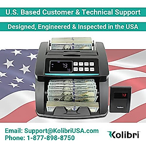 Kolibri Money Counter Machine - 1,500 bills per min, advanced counterfeit detection, set up in minutes, Add and Batch Modes, Cash Counter with LCD Display,3-year warranty - 24/7 US customer support