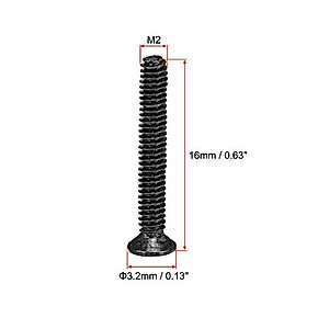 uxcell M2 x 16mm Phillips Screws Fastener Black for Laptop PC TV Fan Switch 500pcs
