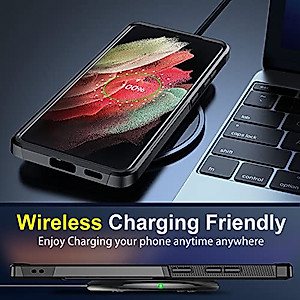 SPIDERCASE Designed for Galaxy S21 Ultra Case, [10 FT Military Grade Drop Protection],with 2 Pack [Soft Screen Protector + Camera Lens Protector] Heavy Duty Shockproof Case,Black