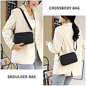 WITERY Multi Zipper Small Crossbody Bags for Women - Waterproof Mini Purse Nylon Travel Shoulder Bag Cell Phone Purse Pouch with Shoulder Strap