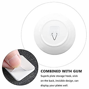 DOITOOL 50pcs Adhesive Plate Hanger, Self Adhesive Wall Plate Hanger, Sticky Wall Hooks, Plate Holders for Home Bathroom Kitchen Office (2.5X2.5CM)