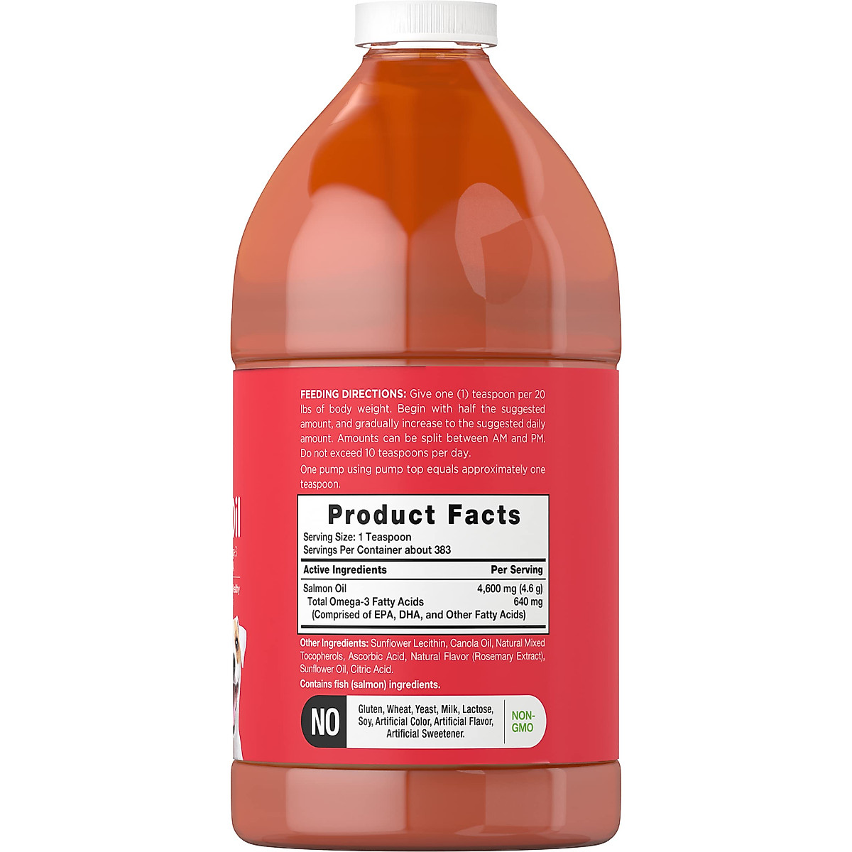 Horbaach Salmon Oil for Dogs 64 fl oz | with Pump | Supports Healthy Skin and Coat | with Omega 3, EPA & DHA | Bulk Size Pet Supplement | Non-GMO, Gluten Free