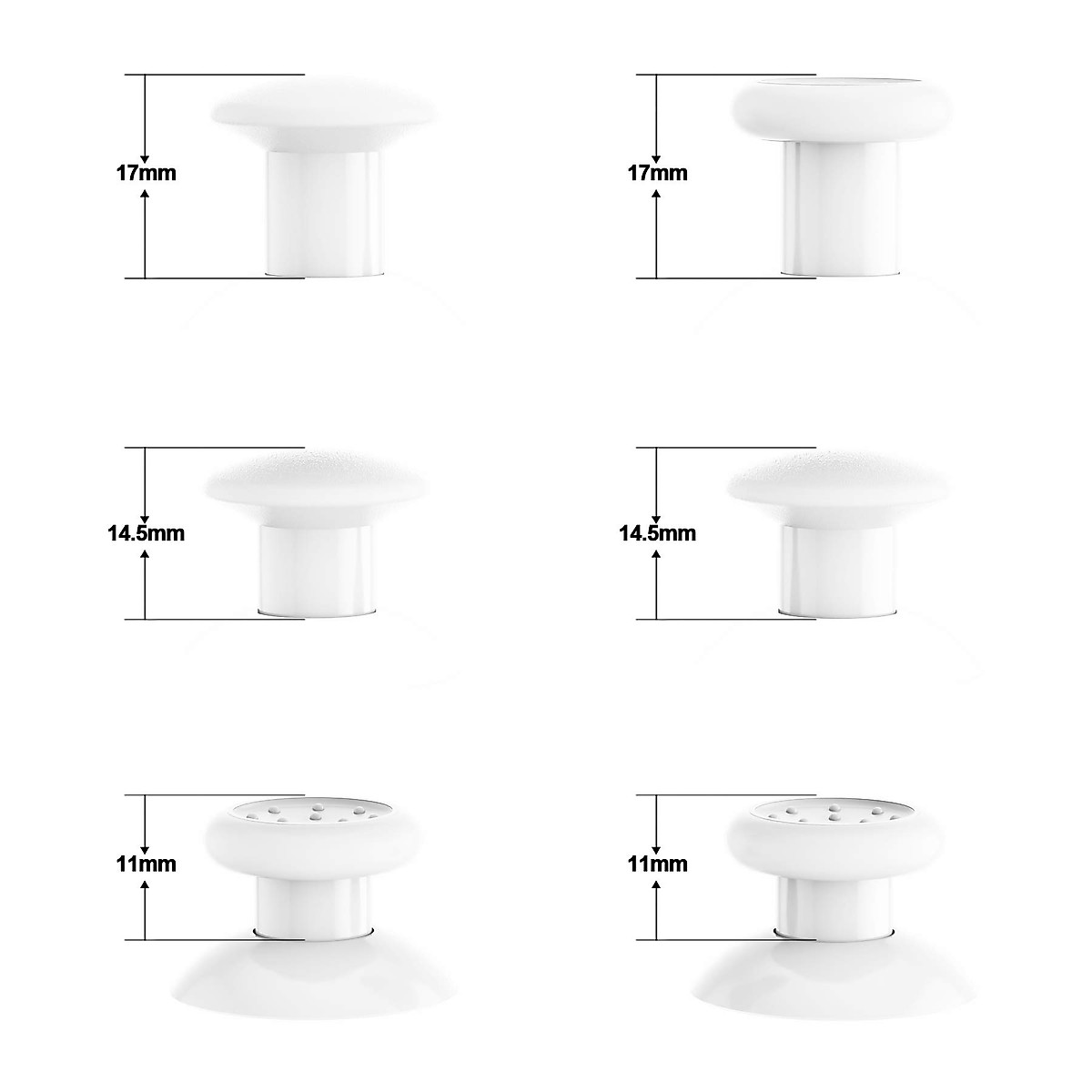 eXtremeRate ThumbsGear Interchangeable Thumbstick for Xbox Controller - Improve Comfort - White 3 Height Domed & Concave Grips Ergonomic Adjustable Joystick for Xbox Seires X/S, for Xbox One S/X/Elite