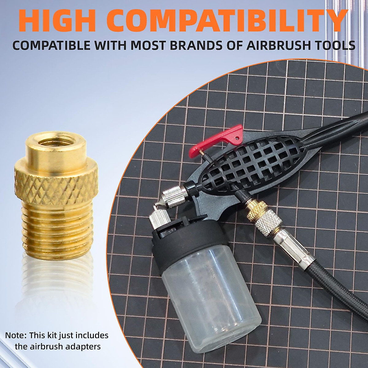 OPHIR 7 Pieces Airbrush Adapter, Professional Airbrush Hose Adapter 1/4 to 1/8, Airbrush Fittings Airbrush Connector for Air Brush Hose, Airbrush Compressor Adapter Kit Gold and Silver