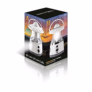 Northpoint Multifunctional Radio Camping Lantern, Battery Powered, LED Lantern, Tent Light, Perfect Lantern Flashlight for Hurricane, Emergency, Survival Kits, Hiking, Fishing, Home Decor , White, 10"x6"x6"