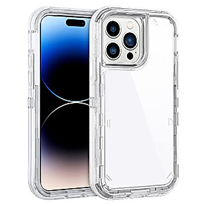 WOLLONY for iPhone 14 Pro Max Clear Case for Men Women 3 in 1 Hybrid Hard Bumper Soft OutLayer Protective Cover Shockproof Anti-Fall Heavy Duty Protection Transparent Cover for iPhone 14 Pro Max 6.7