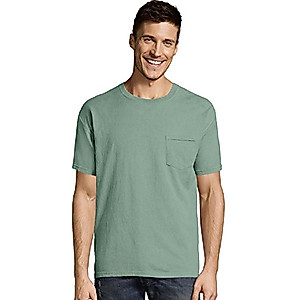 5.5 oz 100% Ringspun Cotton Garment-Dyed T-Shirt with Pocket L CYPRESS GREEN