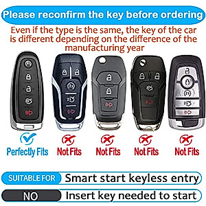 Bqepe for Ford Key Fob Cover Keychain Fit for CMAX Escape Focus Edge Expedition Explorer Flex Taurus Smart Key Shell Case (Black)