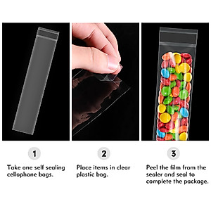 Tantanle 200 Pcs Pretzel Rod Bags, Self Sealing Pretzels Individual Bags, 2x10 Inches Cookie Bags With Seal, Cellophane Bags for Pretzel Rods, Candies, Chocolate