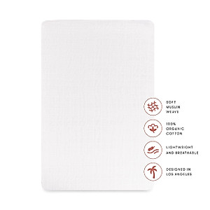 Babyletto Muslin Baby Bassinet Sheets for Girls & Boys - GOTS Certified Breathable Organic Cotton Bassinet Cover - Baby Boy Bassinet Sheets Rectangle - 360° Fitted Bedside Bassinet Sheets, White
