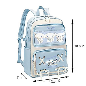 ALORVE Backpack Cute Anime Student Schoolbag Cartoon Casual Travel Bag for Boys and Girls School Season Gifts (Blue)