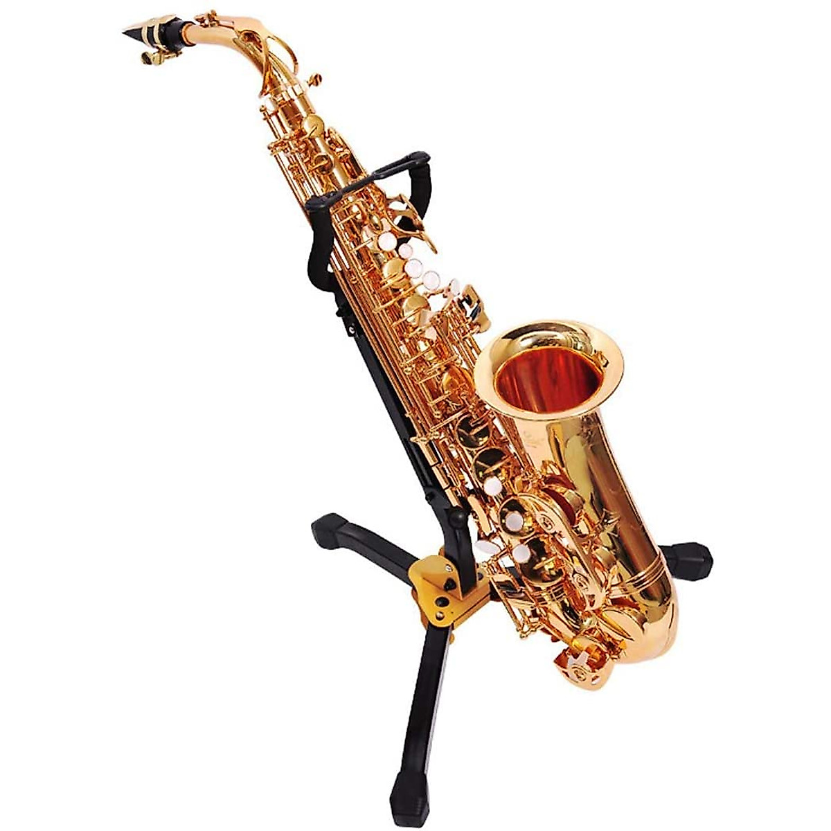 LOLUNUT Saxophone Stand, Foldable Alto/Tenor Sax Stand, Adjustable Metal Triangle Base Design