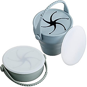 2 Pcs Snack Cups for Toddlers 12oz Collapsible Cup Toddler Cups Spill Proof Toddler Snack Cups Baby Silicone Snack Cup No Spill Bowls for Toddlers Infant Snack Containers (Blue, Green)