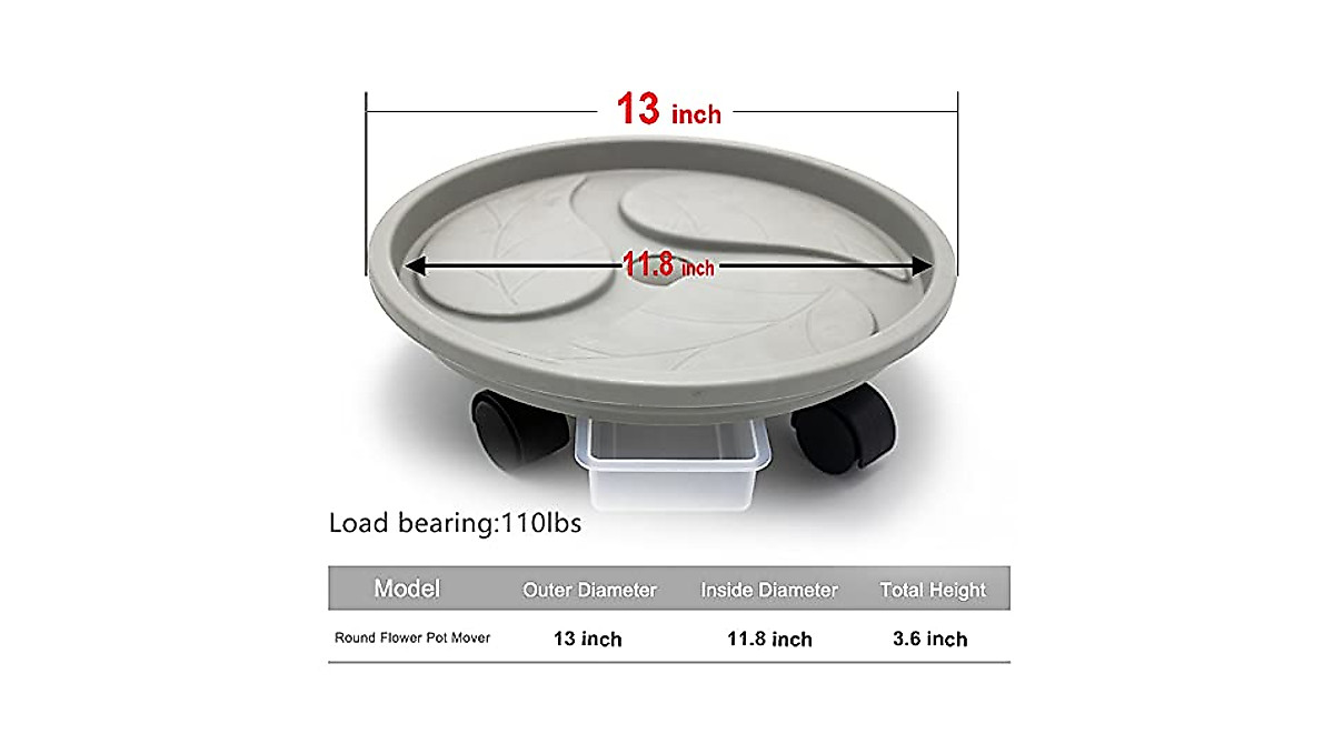 4 Pack 13" Plant Caddies with Wheels - Move Heavy Pots Easily