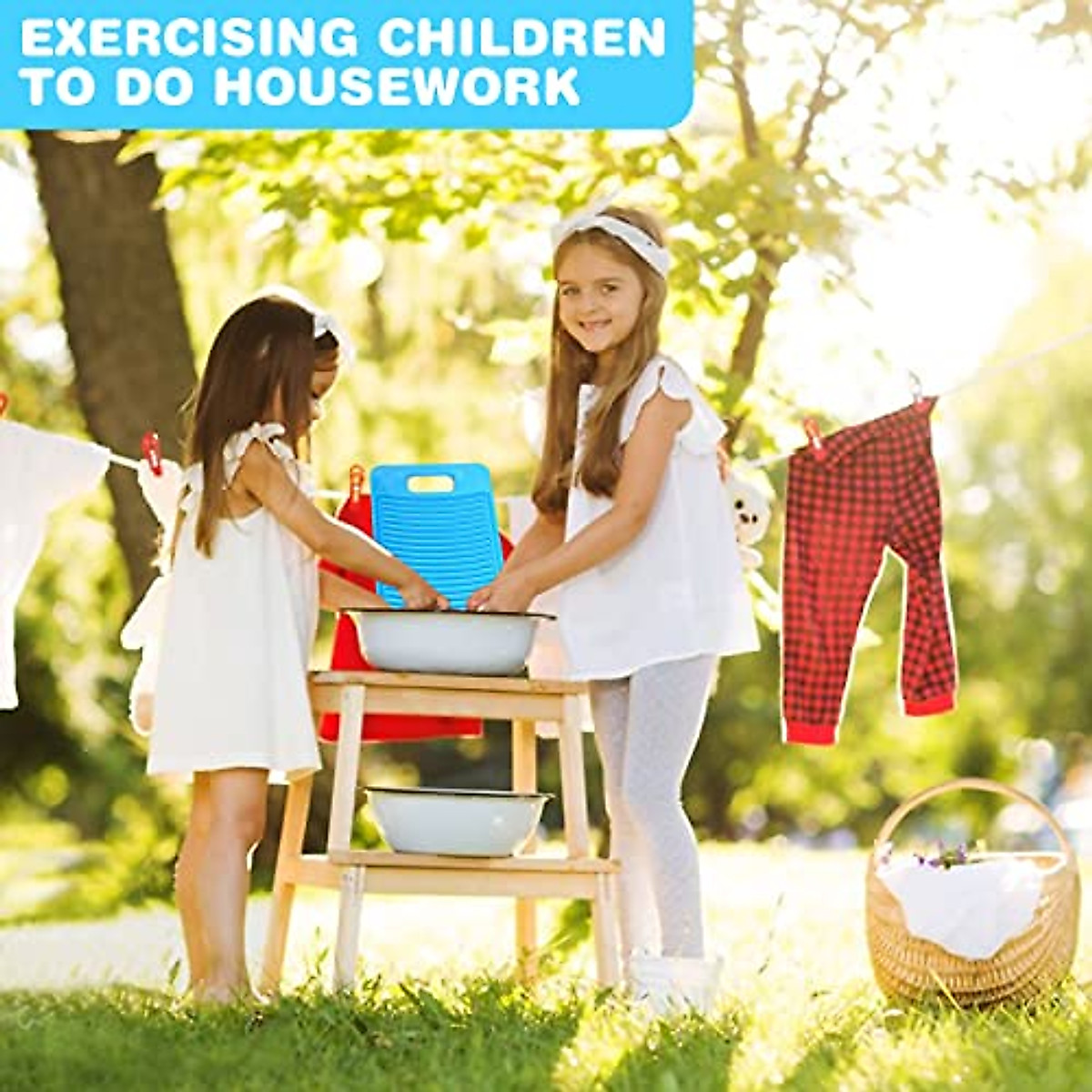 MAOYE Plastic Mini Washboard Washing Board for Kids Shirts Clean Laundry Lime (Blue)