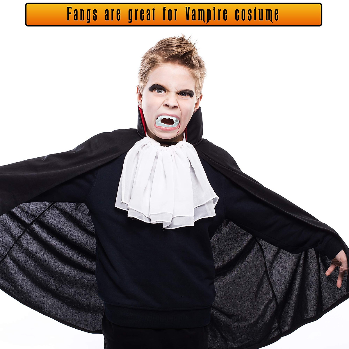 Skeleteen White Teeth Vampire Fangs - Sharp Dracula Monster Teeth for Halloween, Party Favors and Supplies - 12 Pack