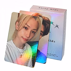 PYAJUU Stray Kids Laser Photocard 50pcs Stray Kids Laser Card Kpop Stray Kids LOMO Cards Kpop Straykids 5-Strar Album Card Stray Kids Photo Cards 5-Star Postcard Gift for Fans Daugher