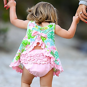AnnLoren Baby/Toddler Girls Open Back Swing Tank Top with Bow Tropical Design 3-6 Mo