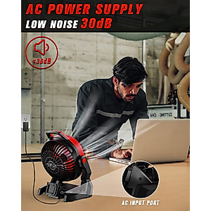 HEINPRO Battery Powered Fan for Milwaukee M18 18V Battery with AC Adapter (No Battery), Up to 650 CFM Cordless Fan,Variable Speed Battery Operated Fan,Low Noise 30dB Portable Fan, Jobsite Camping Fan