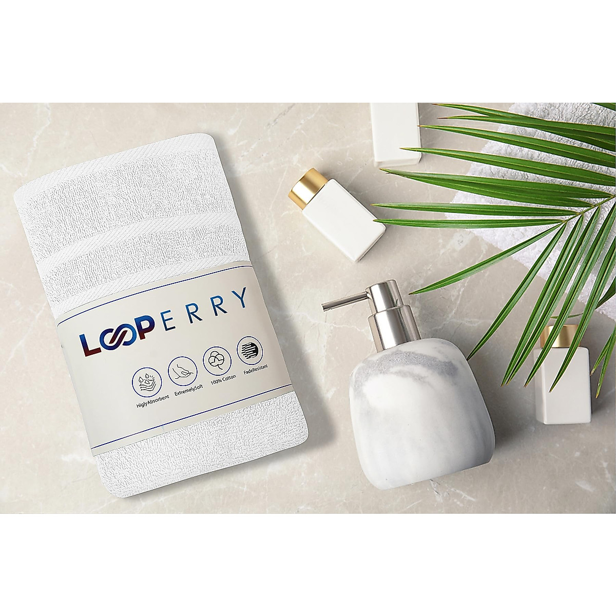 Looperry Small White Bath Towel Set of 6-100% Cotton 23x46 Shower Towels in 450 GSM. Lightweight & Absorbent Quick Dry Towel for Showering, Pet Drying, Spas & Salons. Terry Ringspun White Gym Towels
