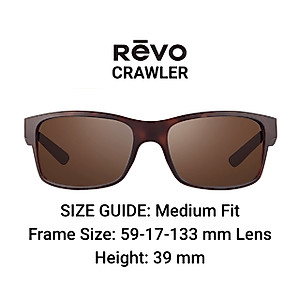 Revo Sunglasses Crawler: Polarized Performance Rectangle Sport Wrap Frame, Matte Tortoise Frame with Terra Lens