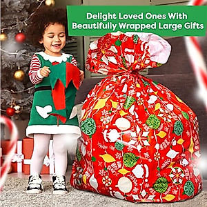 Set of 4 Extra Large Christmas Gift Bags - 36"x44" Jumbo Gift Wrapping Sacks for Huge Presents