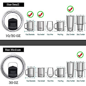 20 oz Magnetic Lid for Tumbler - Compatible with YETI Rambler, Ozark Trail, Old Style Rtic and More, Magnetic Slider Switch Spill Proof Tumbler Cover (20Oz Pack of 2 Black)