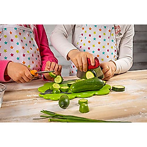 KUHN RIKON Kinderkitchen Kids Mezzaluna Knife With Blade Protector, Cat, 5.2" x 3.3" x 0.7", Red | Child-Friendly Cutting Tools For Real Cooking