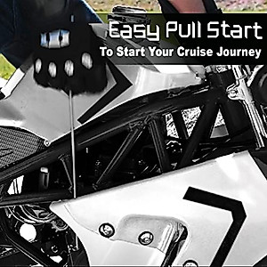 FRP 50cc 2-Stroke Pocket Bike 03, EPA Approved Gas Pocket Bike for Kids W/Strong Dual Brake, Realistic Racing Pocket Rocket Max Speed 20 Mph, Mini Bike Max Weight 165 LB-Ultra Edition (White)