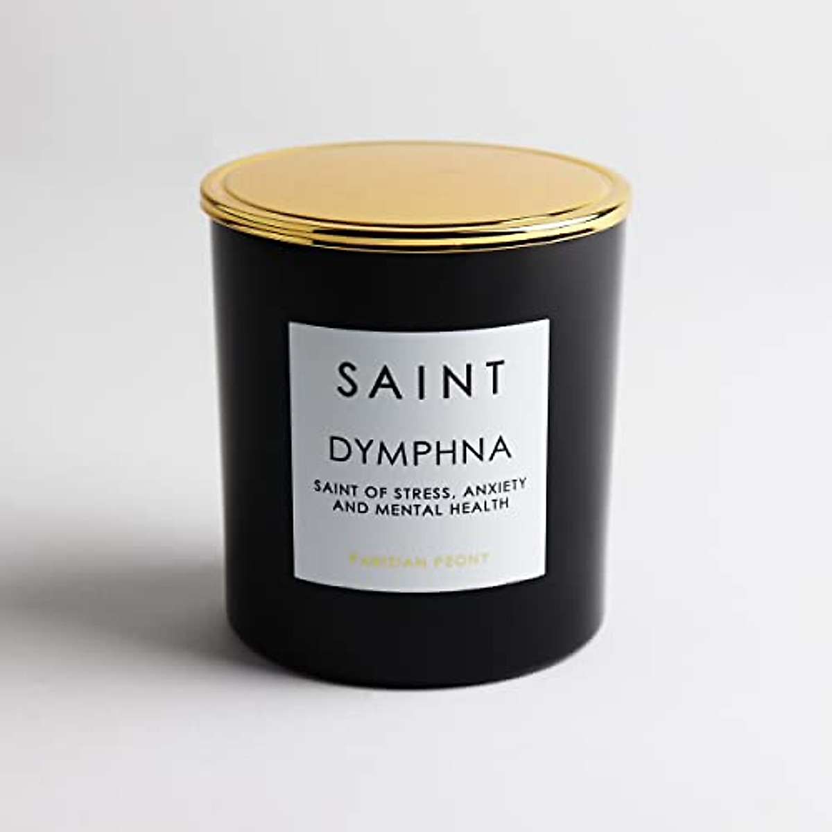 SAINT Dymphna Scented Candle with Prayer, Prayer Coin, and Holy Oil, Saint of Stress, Anxiety, and Mental Health, Soy Coconut Aromatherapy Candle with 50 Hour Burn Time