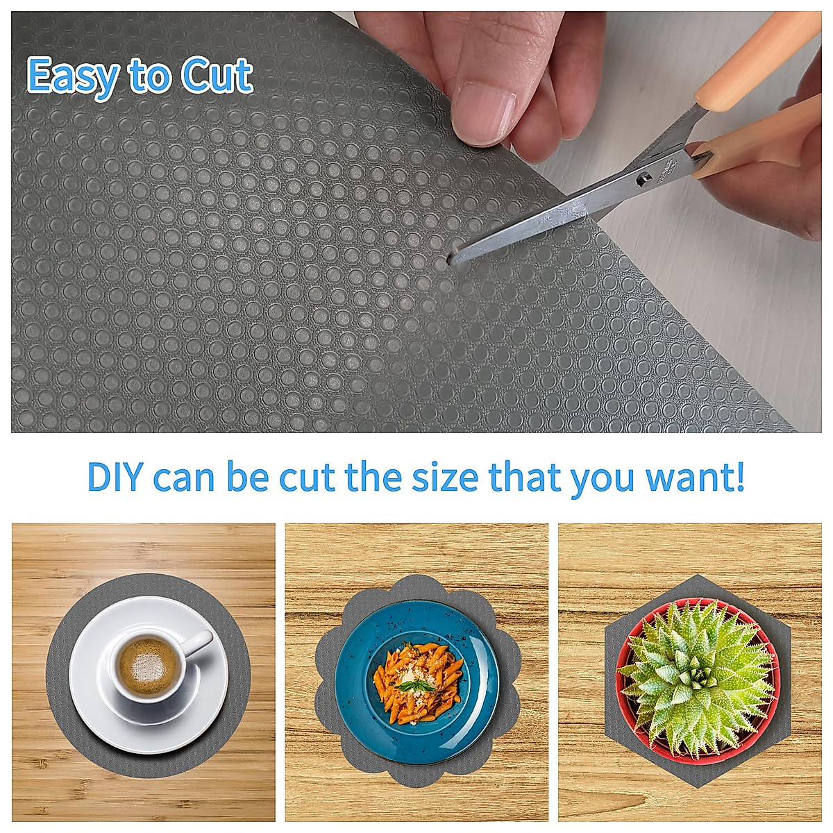 Bloss Plastic Shelf and Drawer Liner Non Adhesive Cupboard Liner Waterproof Shelf Liners for Cabinets, Storage, Desks, Bathroom, Kitchen - Grey 17.7"×59"