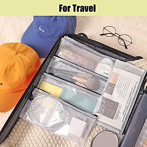 EOOUT 48pcs Mesh Zipper Pouch, 9.5x4.5 Inches Waterproof Zipper Bags, Clear Small Zipper Pouches, Organizing Storage with Zipper for Bill, File and Travel (Black)