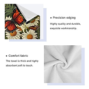 Flradish Daisy Butterfly Towels 3 Pack Bath Towels for Bathroom Set Soft Cotton Highly Absorbent Lightweight & Quickdry Towel Set 1 Bath Towel,1 Hand Towel,1 Washclothe