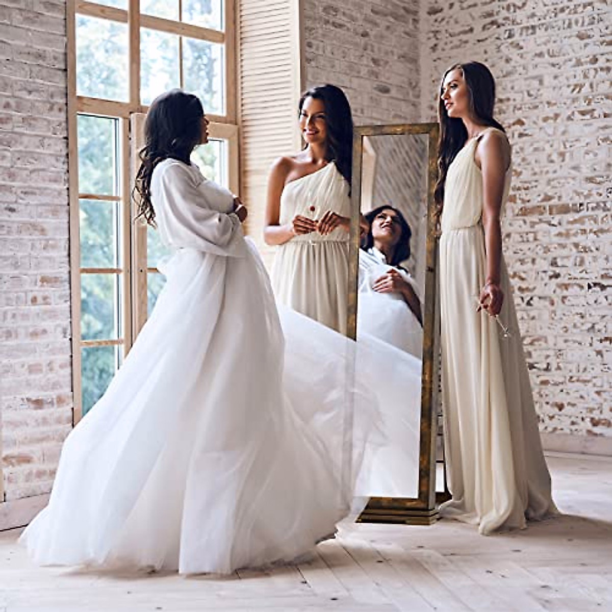 SERWALL 360 Rotating Jewelry Stand Organizer - Jewelry Armoire with Full-Length Mirror- Freestanding Dressing Mirror Jewelry Cabinet Storage - RUSTIC BROWN