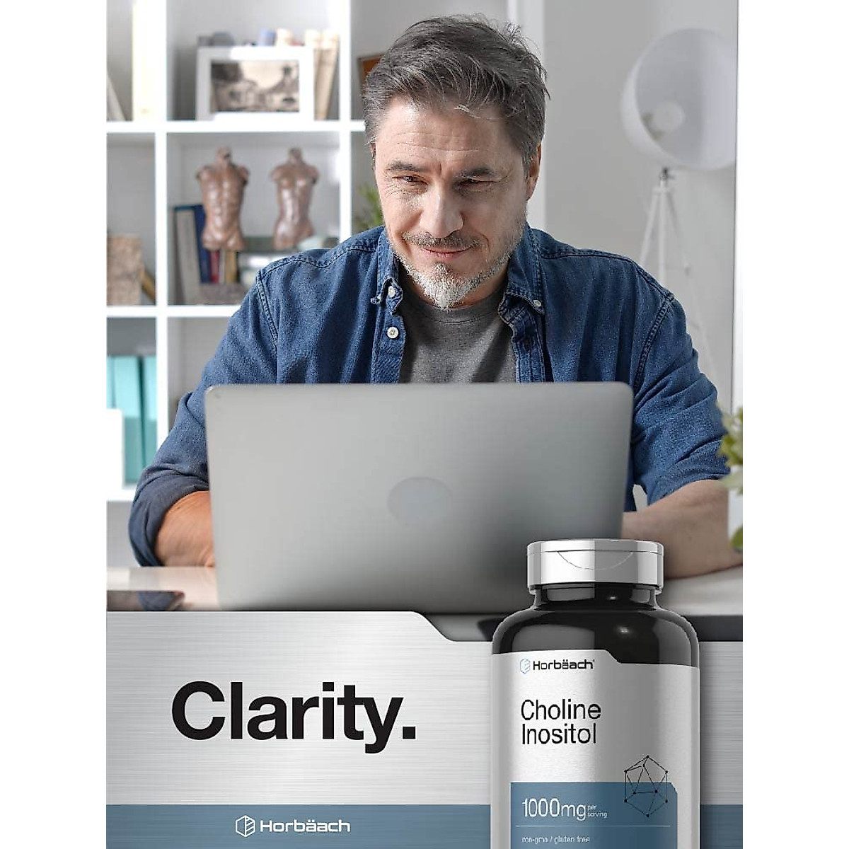 Horbaach Choline Inositol 1000mg Supplement | 200 Capsules | Non-GMO, Gluten Free