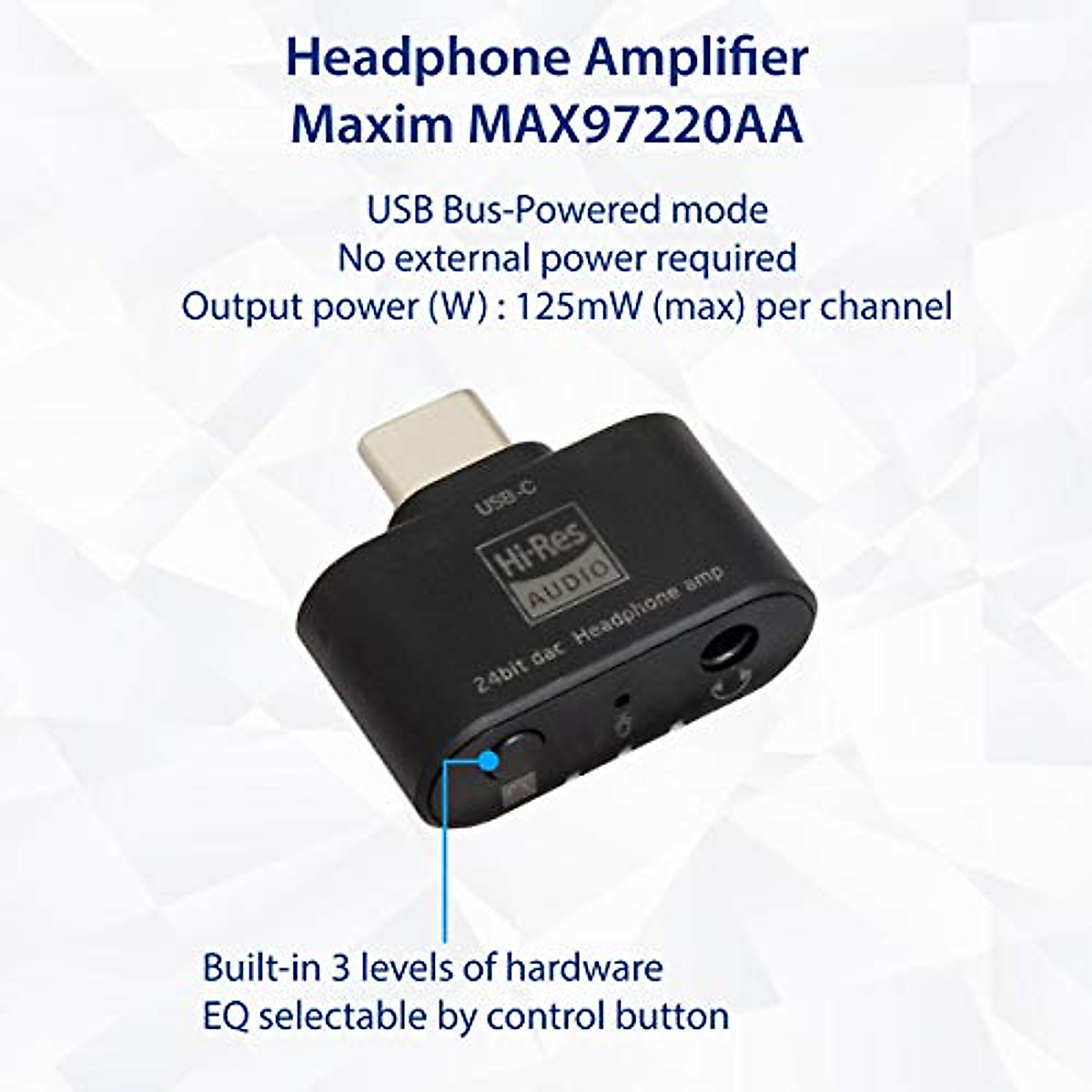 Syba 96 Khz 24 Bit DAC USB-C Tupe C Audio Sound Adapter to 3.5mm Headphone Amplifier 3 Level Eq SD-AUD20223