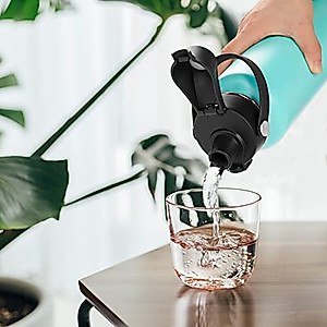 EIPOSAU Auto Flip Lid for Hydro Flask Wide Mouth, Great Spout Lid for Simple Modern, Takeya, Iron Flask and Other Brands, Replacement Lid with Button Lock, Black, 2Pack