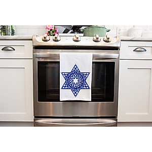 Blue Star of David Jewish Kitchen and Bathroom Hand Towel, Handmade Blue Kitchen Towel for Hostess and Holiday Gifts (Blue Star)