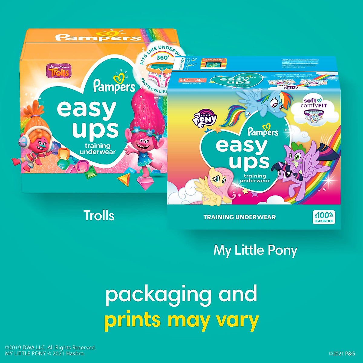Pampers Easy Ups Training Underwear Girls, 4T-5T Size 6 Diapers, 56 Count (Packaging & Prints May Vary) (Pack of 2)