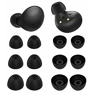 6 Pairs Silicone Galaxy Buds 2 Ear Tips Earbuds, S/M/L 3 Size Soft Rubber Flexible Eartips Buds Wing Tips Fit in Case Compatible with Samsung Galaxy Buds 2 / Galaxy Buds Plus - Black
