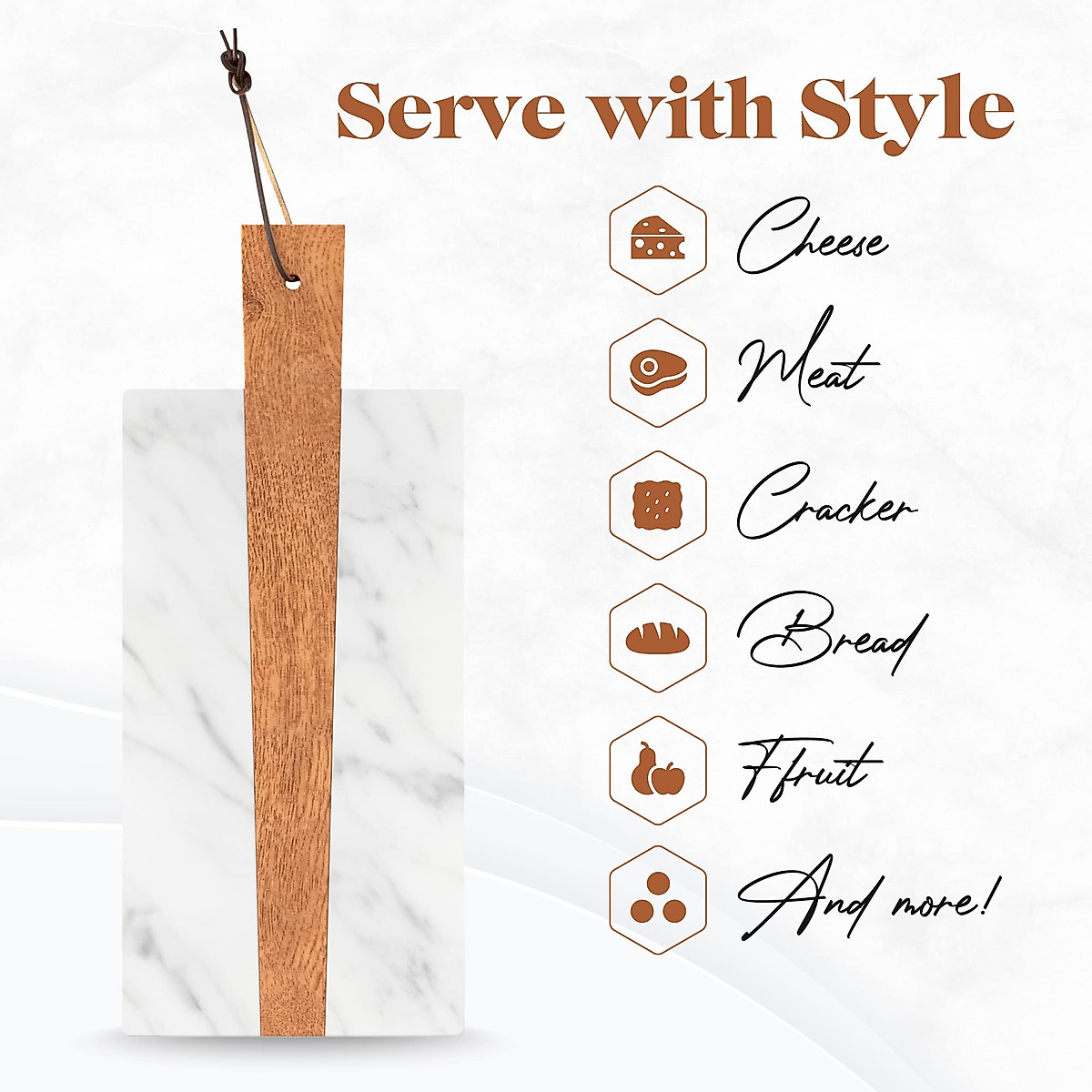 American Atelier Modern Rectangular Marble Cutting Board | Marble Cutting Boards for Kitchen | Marble Charcuterie Board | Marble Cheese Board | Marble Slab for Cheese, Charcuterie, Bread, & More