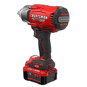 CRAFTSMAN V20 RP Impact Wrench, Cordless, Brushless, High Torque, 1/2 Inch, 4Ah Battery and Charger Included (CMCF940M1)