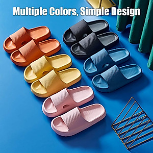 rosyclo Cloud Slides Slippers for Women and Men, Pillow Shower Bathroom Non-Slip Open Toe Super Soft Comfy Home House Cloud Cushion Slide Sandals for Indoor & Outdoor Shoes, Black