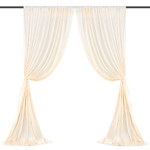 10x10FT Ivory Backdrop Curtain for Party Wedding Polyester Fabric Drapery Photo Curtains Backdrop Decor for Baby Shower Party Background