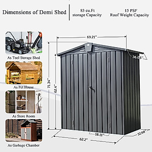 Domi Outdoor Storage Shed 5.7'x 3', Metal Garden Shed for Bike, Trash Can, Tools, Lawn Mowers, Pool Toys, Galvanized Steel Outdoor Storage Cabinet with Lockable Door for Backyard, Patio, Lawn